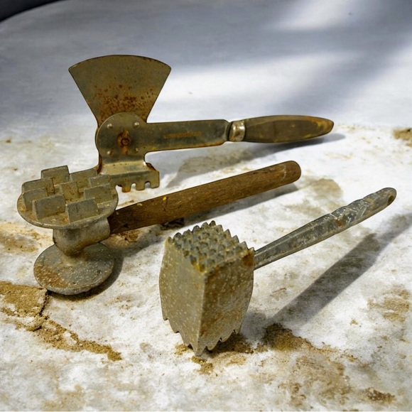 Other | Vintage Rustic 195s Folding Meat Chopper Tenderizer Tool Meat ...